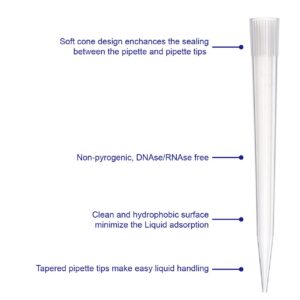 10mL Pipette Tips, 10 mL Universal Micro Pipette Tip, Polypropylene (PP), Clear, 100pcs/bag, Non-pyrogenic, DNAse/RNAse Free, Autoclable