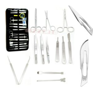 Premium 34 Pcs Advanced Biology Lab Anatomy Student Dissecting Dissection Kit Set with Scalpel Knife Handle Scalpel Blades (All in One with Zipper Case) Blades