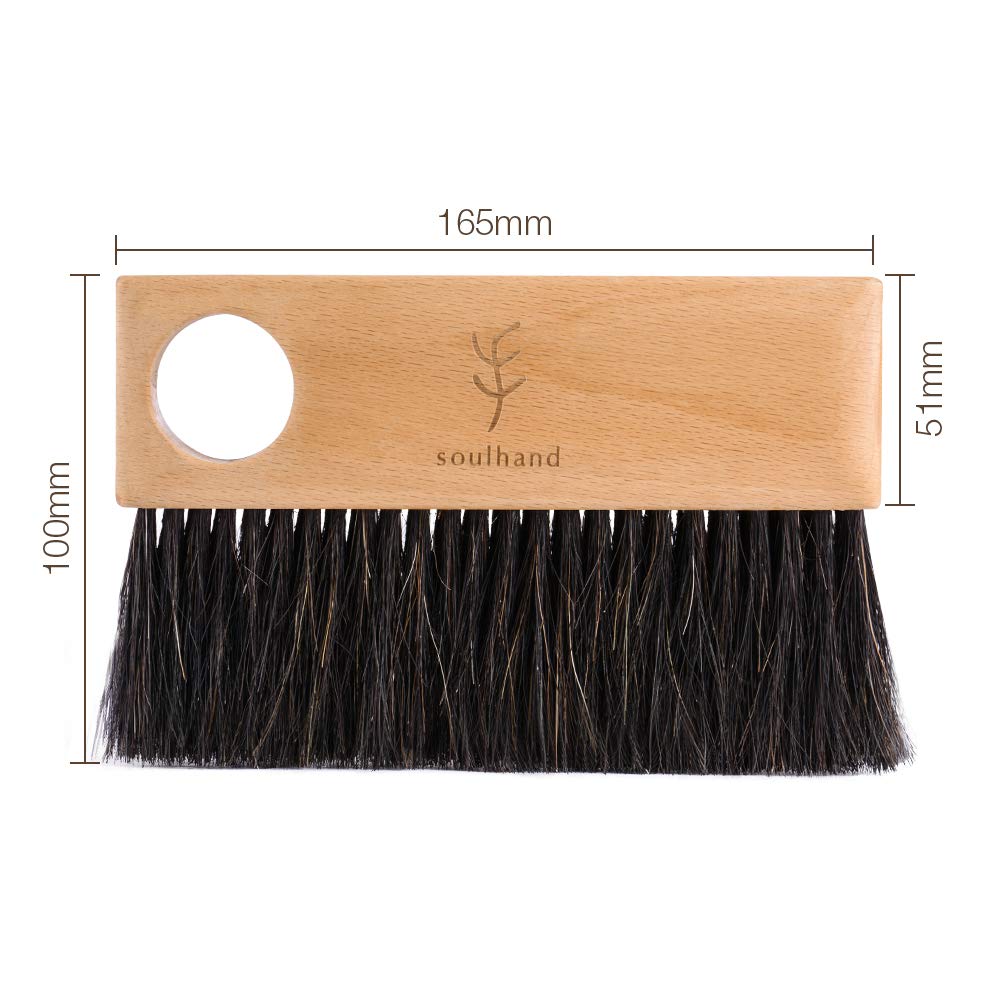 Soulhand Coffee Cleaning Brush Coffee Bar Brush Espresso Grinder Brush Tools Characteristic Hole Design Natural Boar Bristles Wooden Handle Cleaning Tools for Barista Home Kitchen