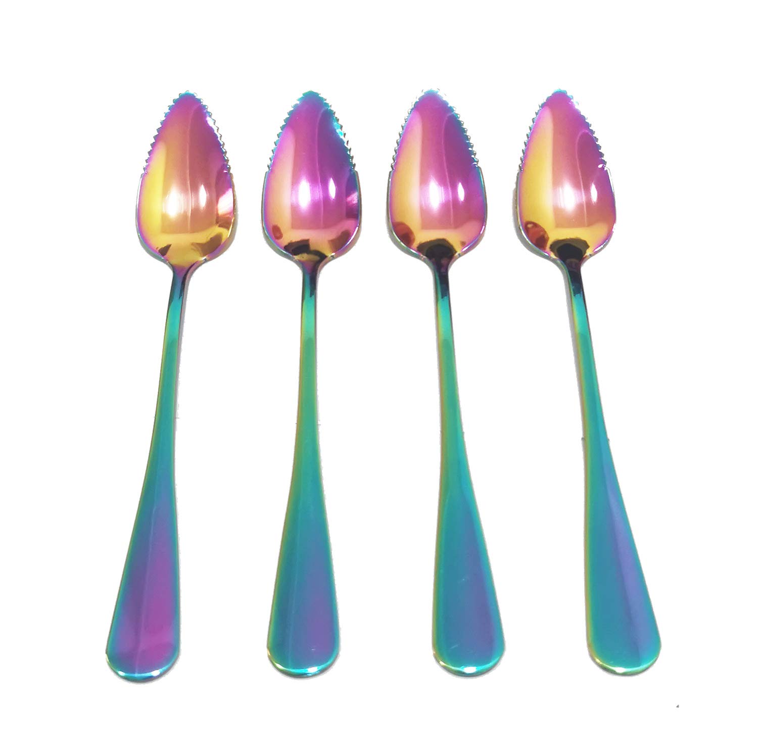 Choary 4 piece colorful Grapefruit Spoons 6.5 inch Metal Stainless Steel Grapefruit Spoons stainless steel spoon for dessert fruit and salad