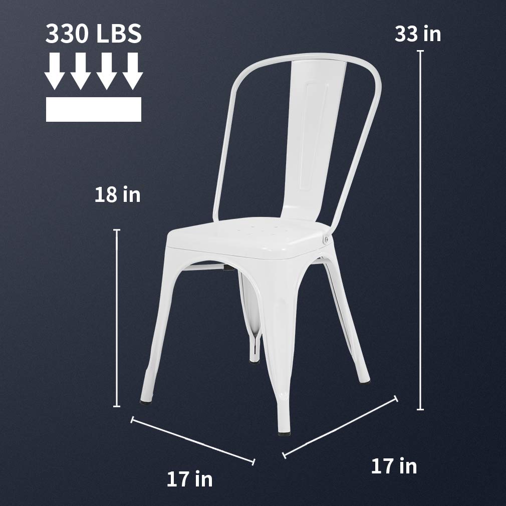 FDW Metal Chair Dining Chairs Set of 4 Patio Chair 18 Inches Seat Height Dining Room Kitchen Chair Tolix Restaurant Chairs Trattoria Bar Stackable Chairs Metal Indoor Outdoor Chair,Cream