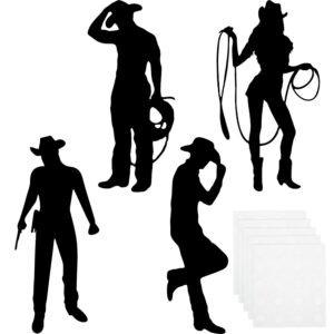 boao 16 pieces cowboy silhouettes cowboy cutouts western theme party decorations photo booth for wild west theme birthday baby shower cowboy party retro parties supplies