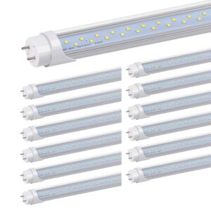 kihung (12 packs t8 led bulbs 4 foot, type b light bulbs, 24w 3120lm 6000k, daylight white fluorescent light bulbs 48 inch, ballast bypass, t8 t10 t12 4ft led replacement for fluorescent tubes