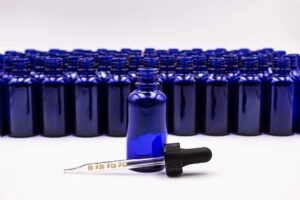 1 oz (30ml) cobalt blue dropper bottles with graduated dropper assemblies- pack of 120