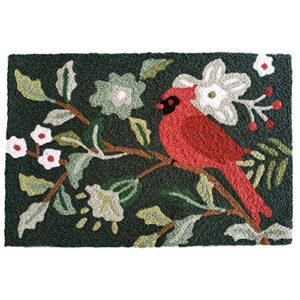 boho cardinals 20" x 30" holiday machine washable jellybean accent rug