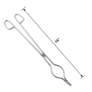 QWORK 16" Stainless Steel Crucible Tongs for Laboratory, Industry