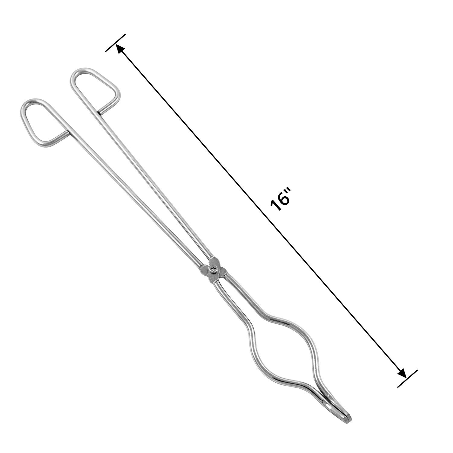 QWORK 16" Stainless Steel Crucible Tongs for Laboratory, Industry