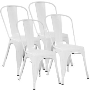 fdw metal chair dining chairs set of 4 patio chair 18 inches seat height dining room kitchen chair tolix restaurant chairs trattoria bar stackable chairs metal indoor outdoor chair,cream