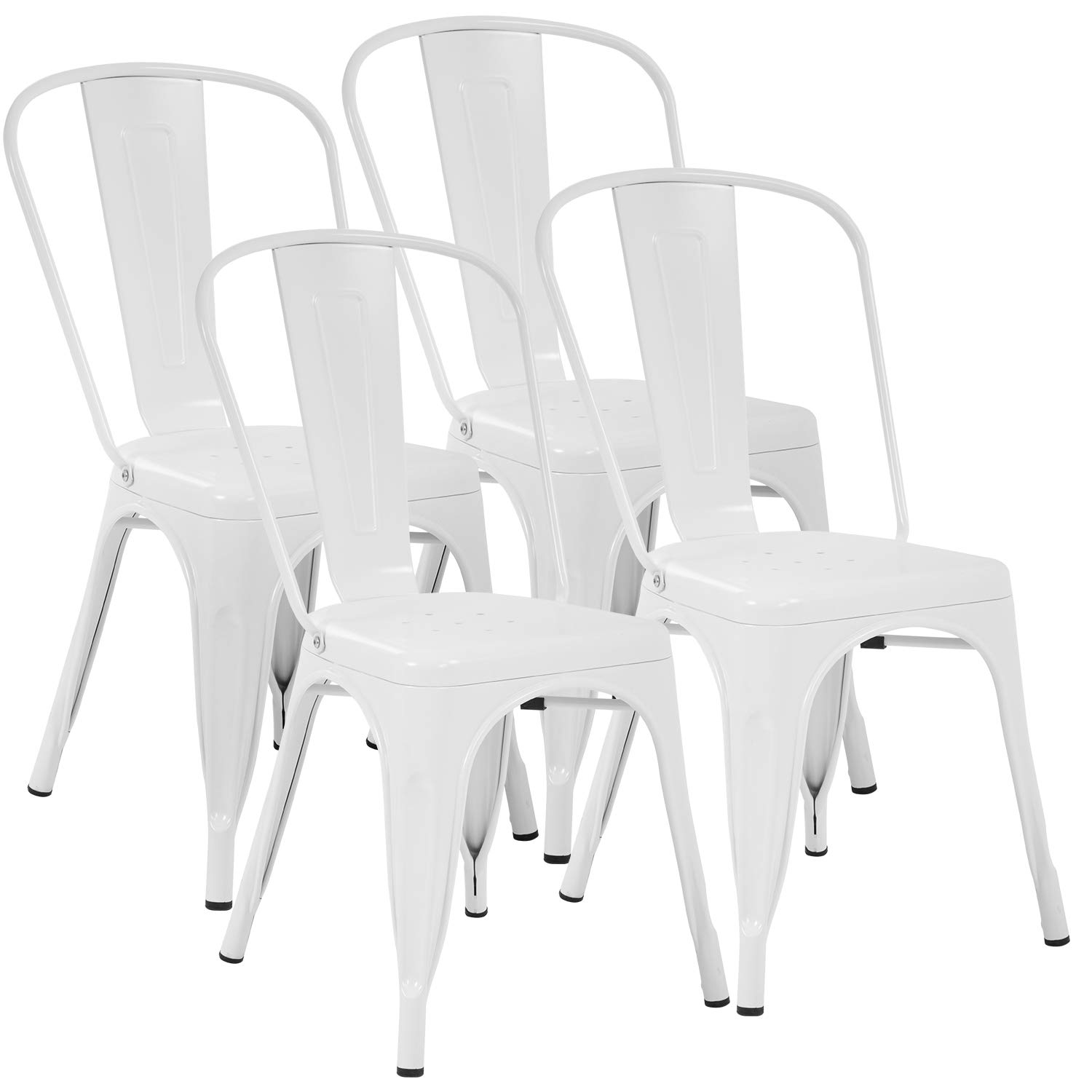 FDW Metal Chair Dining Chairs Set of 4 Patio Chair 18 Inches Seat Height Dining Room Kitchen Chair Tolix Restaurant Chairs Trattoria Bar Stackable Chairs Metal Indoor Outdoor Chair,Cream