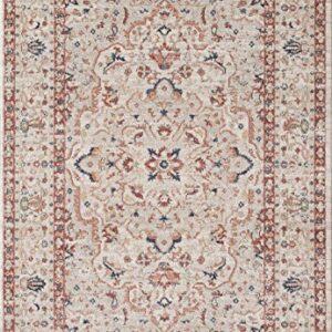 Abani Rugs Vintage 6' x 9' Diamond Medallion Area Rug - Babylon Collection Beige & Red Traditional Style Turkish Accent Rug