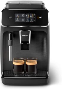 philips 1200 series superautomatic coffee maker with built-in coffee mill - classic milk frother, intuitive touch screen, matte black