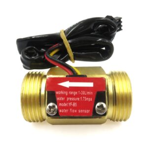 gredia g3/4" male thread brass water flow sensor switch hall effect liquid flowmeter fluidmeter counter bsp 1-30l/min（50mm in total length）