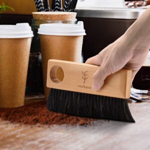 Soulhand Coffee Cleaning Brush Coffee Bar Brush Espresso Grinder Brush Tools Characteristic Hole Design Natural Boar Bristles Wooden Handle Cleaning Tools for Barista Home Kitchen