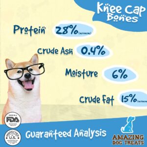 Amazing Dog Treats - Meaty Knee Cap Bones (5 Count) - Sourced from Premium Grass Fed Cattle - Knee Cap Bones for Dogs - Long Lasting Dog Chew Bones - Smoked Tasty Dog Bones for Aggressive Chewers