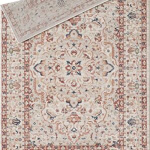 Abani Rugs Vintage 6' x 9' Diamond Medallion Area Rug - Babylon Collection Beige & Red Traditional Style Turkish Accent Rug