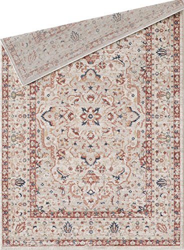 Abani Rugs Vintage 6' x 9' Diamond Medallion Area Rug - Babylon Collection Beige & Red Traditional Style Turkish Accent Rug