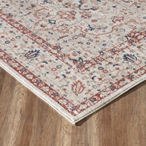 Abani Rugs Vintage 6' x 9' Diamond Medallion Area Rug - Babylon Collection Beige & Red Traditional Style Turkish Accent Rug