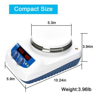 ONiLAB 280℃ 5 inch LED Digital Hotplate Magnetic Stirrer with Ceramic Coated Stainless Steel Work Plate, 200-1500rpm,110V,Temp Probe Sensor & Support Stand & Stirring Bar Included…