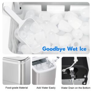 OKADA Countertop Portable Ice Maker Machine - 9 Ice Cubes Ready in 6 Mins - Makes 26 lbs Ice in 24 hrs - Electric Ice Making Machine with Removable Basket and Ice Scoop (Sliver)