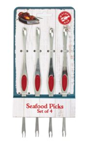 maine man seafood picks, 18/8 stainless steel and silicone, set of 4