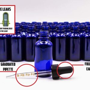 1 oz (30ml) Cobalt Blue Dropper Bottles with Graduated Dropper Assemblies- Pack of 120