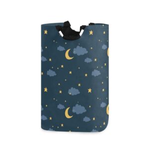 alaza large laundry hamper basket night sky with moon stars and cloud laundry bag collapsible oxford cloth stylish home storage bin with handles, 22.7 inch