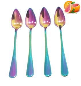 choary 4 piece colorful grapefruit spoons 6.5 inch metal stainless steel grapefruit spoons stainless steel spoon for dessert fruit and salad