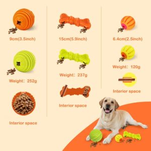 LaRoo Dog Feeder Puzzle Toy Ball, Natural Rubber Dog Chew Toy Snack Dispenser, Bite Resistant Interactive Dog Toy Treat Dispensing Aggressive Chewers for Small Medium Large Dog (9cm Ball Orange)