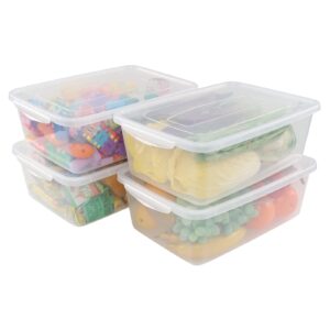 rinboat 14 quart clear plastic storage bins with latches, plastic container bin with secure lid, 4 packs