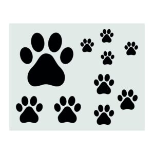 stencil stop paw print stencil - reusable cat and dog stencils for painting on wood, wall, fabric, rock, diy, crafts - 14 mil mylar plastic - various sizes