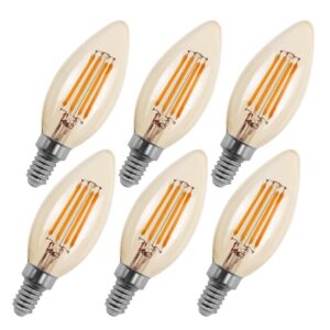 new lights 2w candelabra led bulbs, dimmable e12 chandelier light bulbs, 2200k, c35 filament led candle light bulbs (warm white, 6 pack)