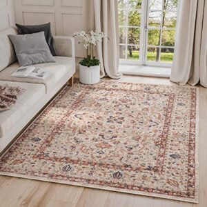 abani rugs vintage 6' x 9' diamond medallion area rug - babylon collection beige & red traditional style turkish accent rug