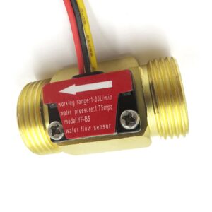 GREDIA G3/4" Male Thread Brass Water Flow Sensor Switch Hall Effect Liquid Flowmeter Fluidmeter Counter BSP 1-30L/Min（50mm in Total Length）