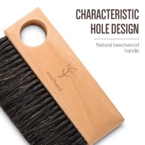 Soulhand Coffee Cleaning Brush Coffee Bar Brush Espresso Grinder Brush Tools Characteristic Hole Design Natural Boar Bristles Wooden Handle Cleaning Tools for Barista Home Kitchen