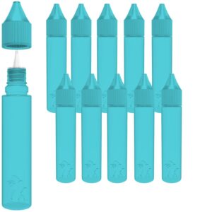 30ml chubby gorilla ldpe pet plastic unicorn squeeze bottle (10 pack) dropper bottle (transparent blue) reusable, child resistant cap, easy drip tip applicator dropper bottles with squeeze dropper