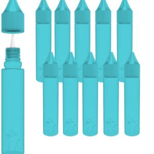 30ml Chubby Gorilla LDPE PET Plastic Unicorn Squeeze Bottle (10 Pack) Dropper bottle (Transparent Blue) REUSABLE, Child Resistant Cap, Easy Drip Tip Applicator Dropper Bottles with Squeeze Dropper