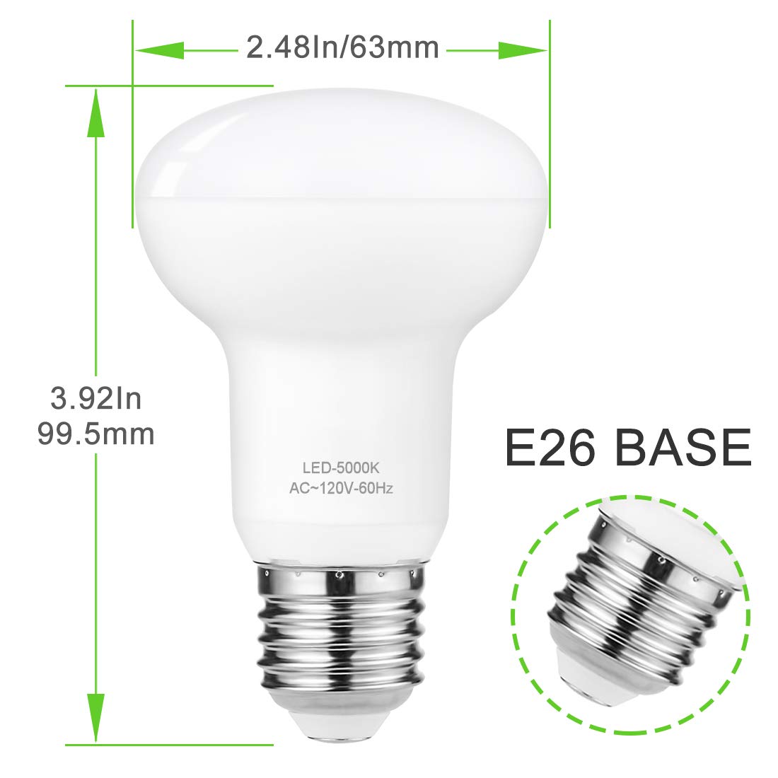 Dimmable R20 Led Light Bulbs, 7W(65W Incandescent Bulbs Equivalent), 5000K Daylight White, 700 Lumen, E26 Base Recessed Light Bulbs, BR20 LED Flood Light for Home or Office Space, (4 Pack)