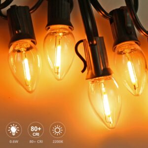 KGC C7 Christmas Replacement LED Light Bulbs - 0.6W Equivalent to 7W, Warm White 2200K, Waterproof Clear Plastic Night Light Bulbs, C7 E12 Candelabra Base for Christmas String Light (25 Pack)