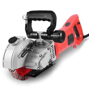 wall grooving machine, channels cutter, concrete cutting machine for cutting slotting marble concrete grooves 110v(red)