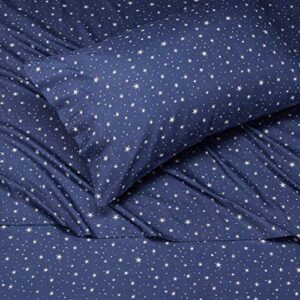 Amazon Basics Kid's Soft Easy-Wash Lightweight Microfiber 3-Piece Sheet Set, Twin, Navy Galaxy