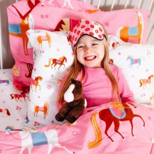 Wildkin 100% Cotton 7 Pc Full Bed-in-A-Bag for Boys & Girls, Bedding Set Includes Comforter, Flat Sheet, Fitted Sheet, Two Pillowcases and Shams, Bed Set for Cozy Cuddles (Horses)