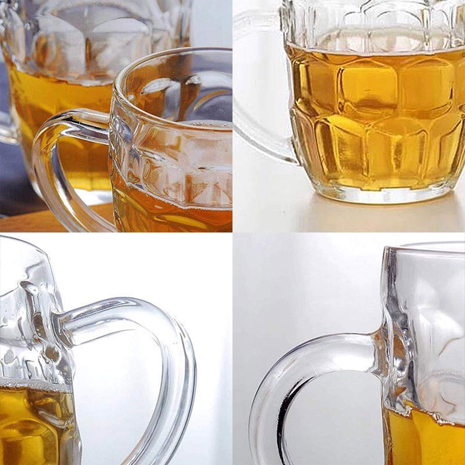 QAPPDA Beer Mugs Set,Glass Mugs With Handle 19oz,Large Beer Glasses For Freezer,Beer Cups Drinking Glasses 560ml,Pub Drinking Mugs Stein Water Cups For Bar,Alcohol,Beverages Set of 6…