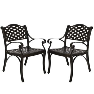 yusing outdoor dining chairs set of 2,patio dining chairs,cast aluminum metal arm chairs for kitchen,garden,backyard