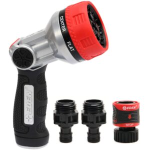 eden 94805 metal thumb control heavy duty multi-purpose 7-in-1 spray garden nozzle | hose sprayer, 7-pattern, w/quick connect starter set