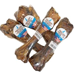 10-11 Inch Meaty Beef Femur Bone (Single Count) - (Made in USA) - Premium American Grade Grass Fed Cattle Bones for Dogs- Beef Femur Shin Bone Dog Chews