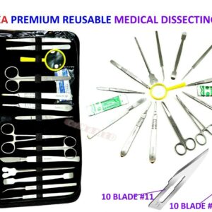 Premium 34 Pcs Advanced Biology Lab Anatomy Student Dissecting Dissection Kit Set with Scalpel Knife Handle Scalpel Blades (All in One with Zipper Case) Blades