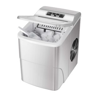 OKADA Countertop Portable Ice Maker Machine - 9 Ice Cubes Ready in 6 Mins - Makes 26 lbs Ice in 24 hrs - Electric Ice Making Machine with Removable Basket and Ice Scoop (Sliver)