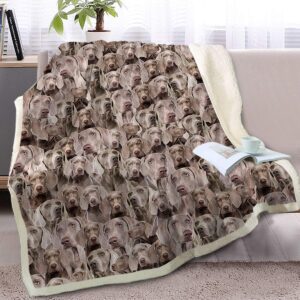 blessliving fuzzy dog blanket for kids adults puppy lovey fleece blanket reversible animal pattern sherpa throw (weimaraner, 108x 90 inches)