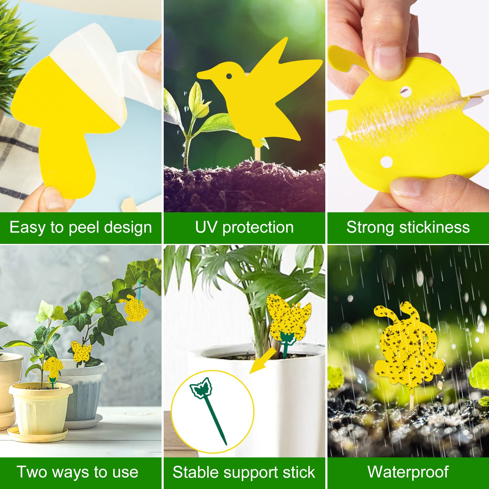 96 Pack Yellow Fungus Gnat Sticky Traps, Gnat Traps for House Indoor Gnat Killer, House Plant Gnats Bugs Sticky Killer Fruit Fly Traps for Indoor