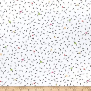 kaufman digital chow time ants white, quilting fabric by the yard